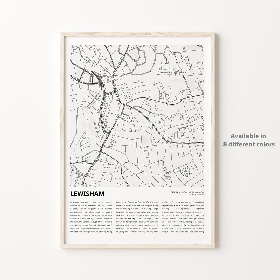 Lewisham Map Print, Lewisham Travel Map, Lewisham Wall Decor Art ...