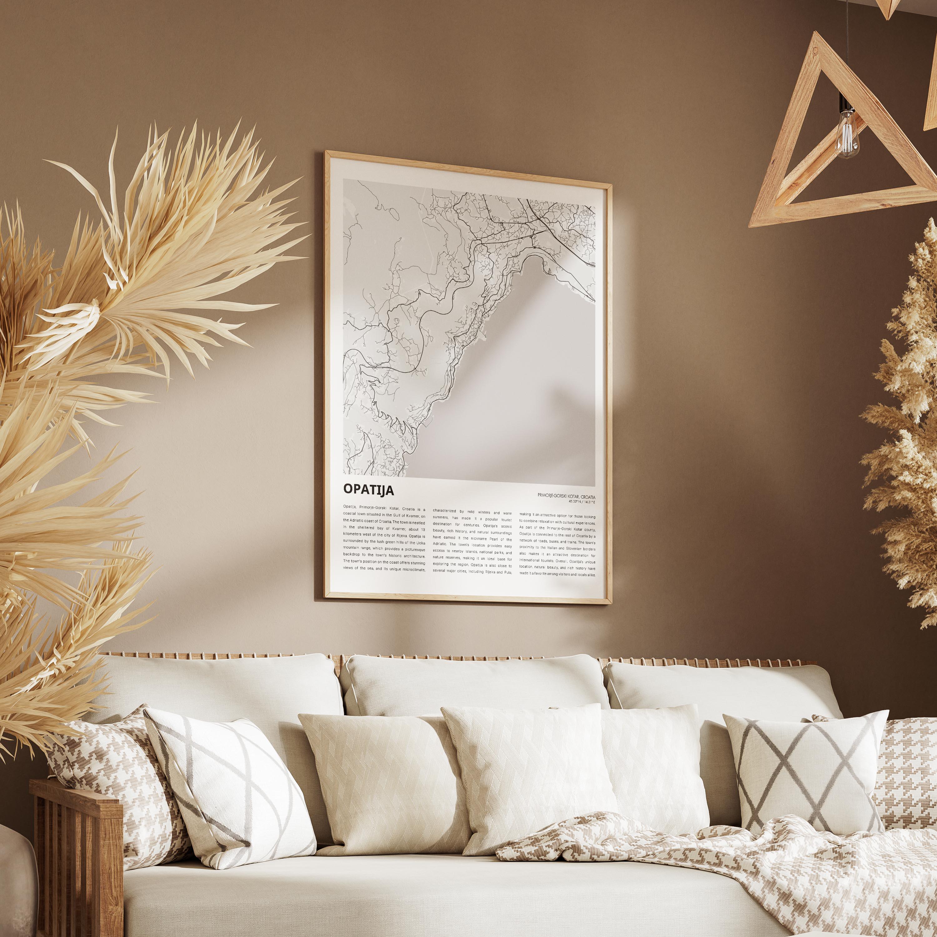 Opatija Map Print, Opatija Travel Map, Opatija Wall Decor Art, Opatija ...