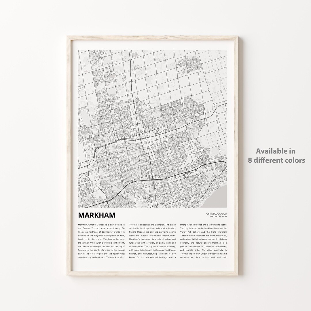 Markham Map Print, Markham Travel Map, Markham Wall Decor Art, Markham ...