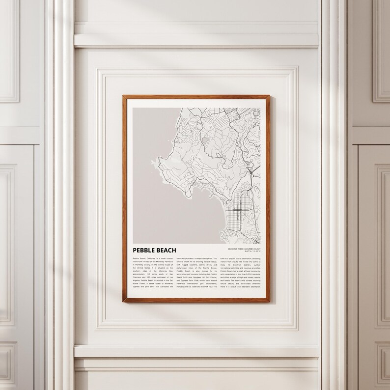 Pebble Beach Map Print, Pebble Beach Travel Map, Pebble Beach Wall ...