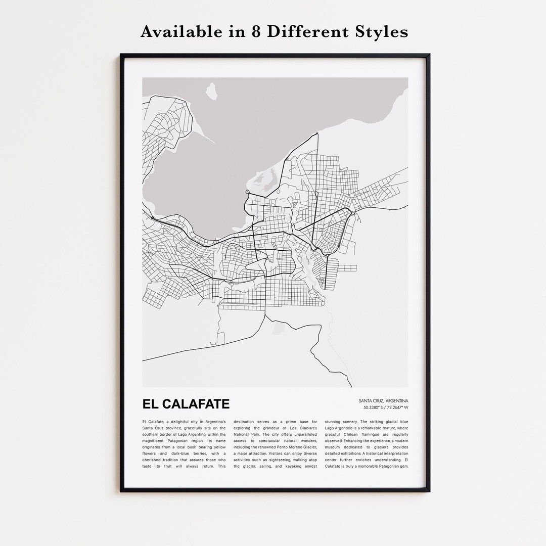 El Calafate Map Print, El Calafate Travel Map, El Calafate Wall Decor ...