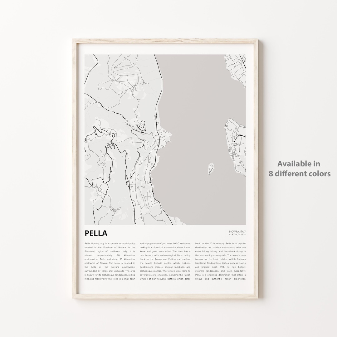Pella Map Print, Pella Travel Map, Pella Wall Decor Art, Pella Novara ...