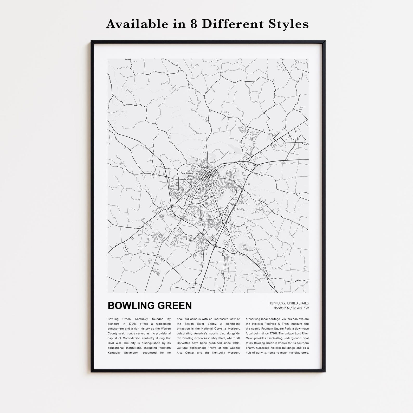 Bowling Green Map Print, Bowling Green Travel Map, Bowling Green Wall ...