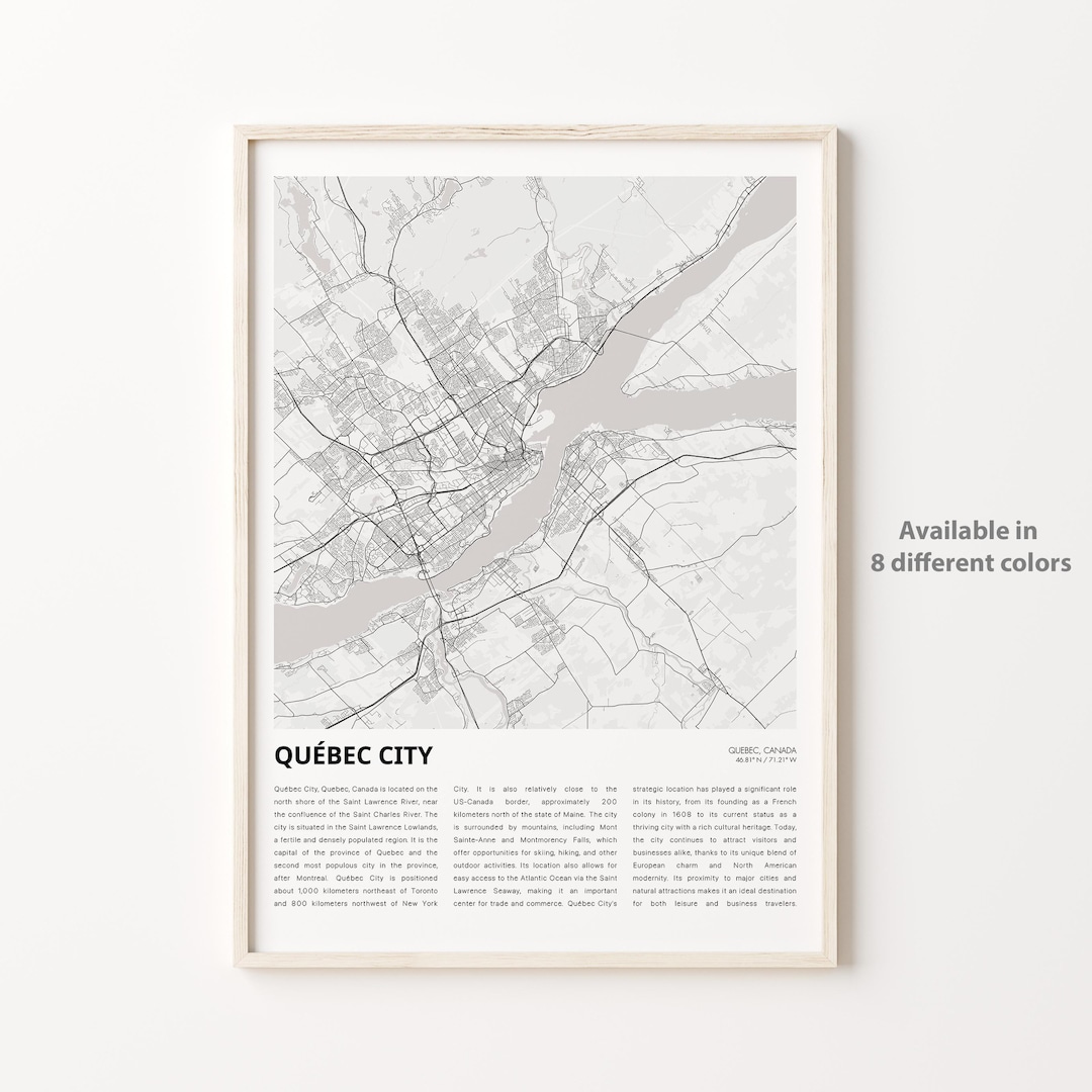 Québec City Map Print, Québec City Travel Map, Québec City Wall Decor ...