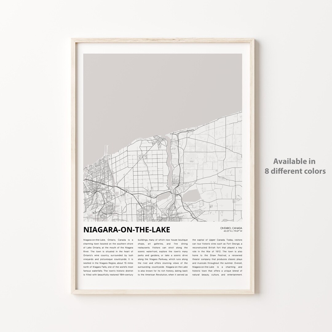 Niagara-on-the-lake Map Print, Niagara-on-the-lake Travel Map, Niagara ...