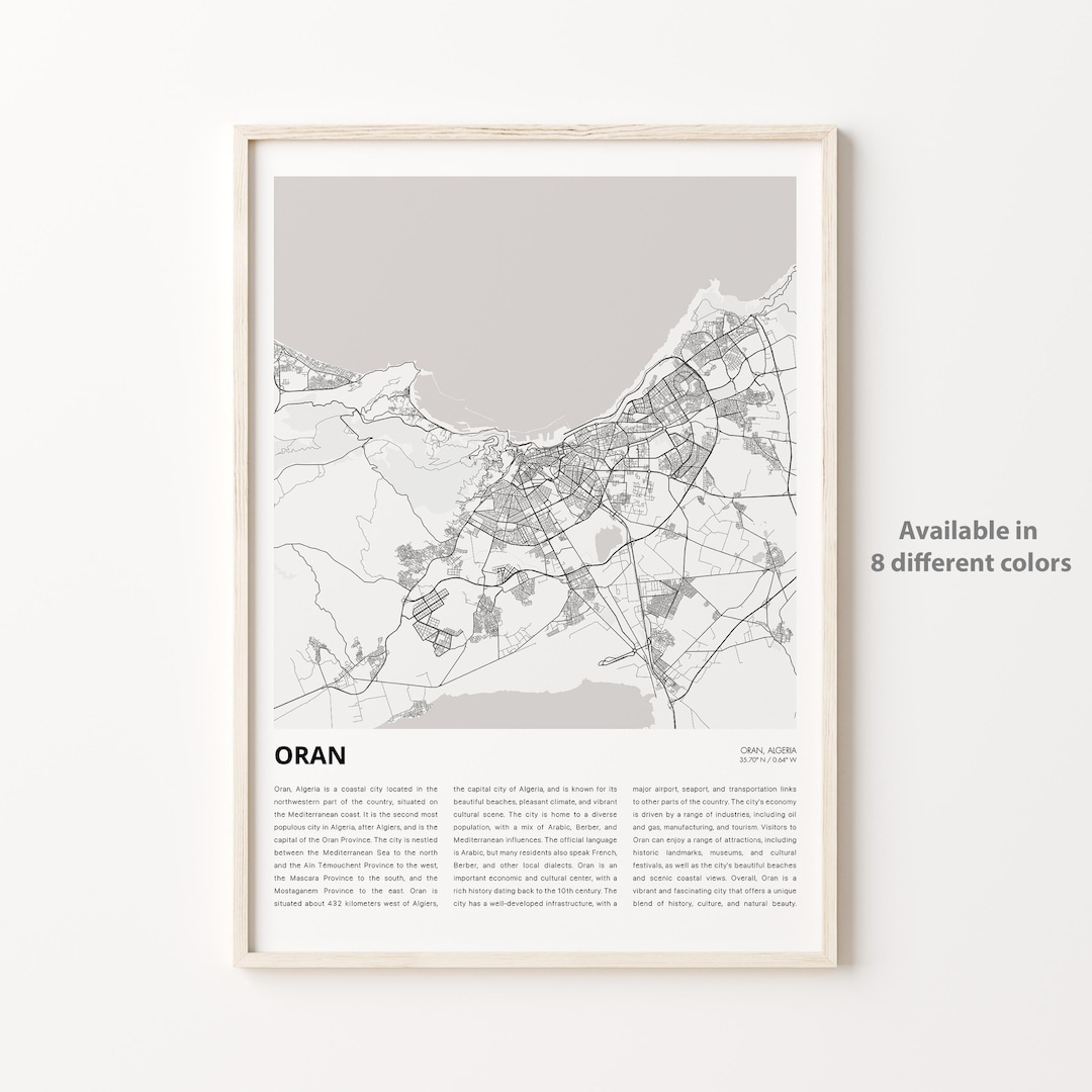 Oran Map Print, Oran Travel Map, Oran Wall Decor Art, Oran Oran ...