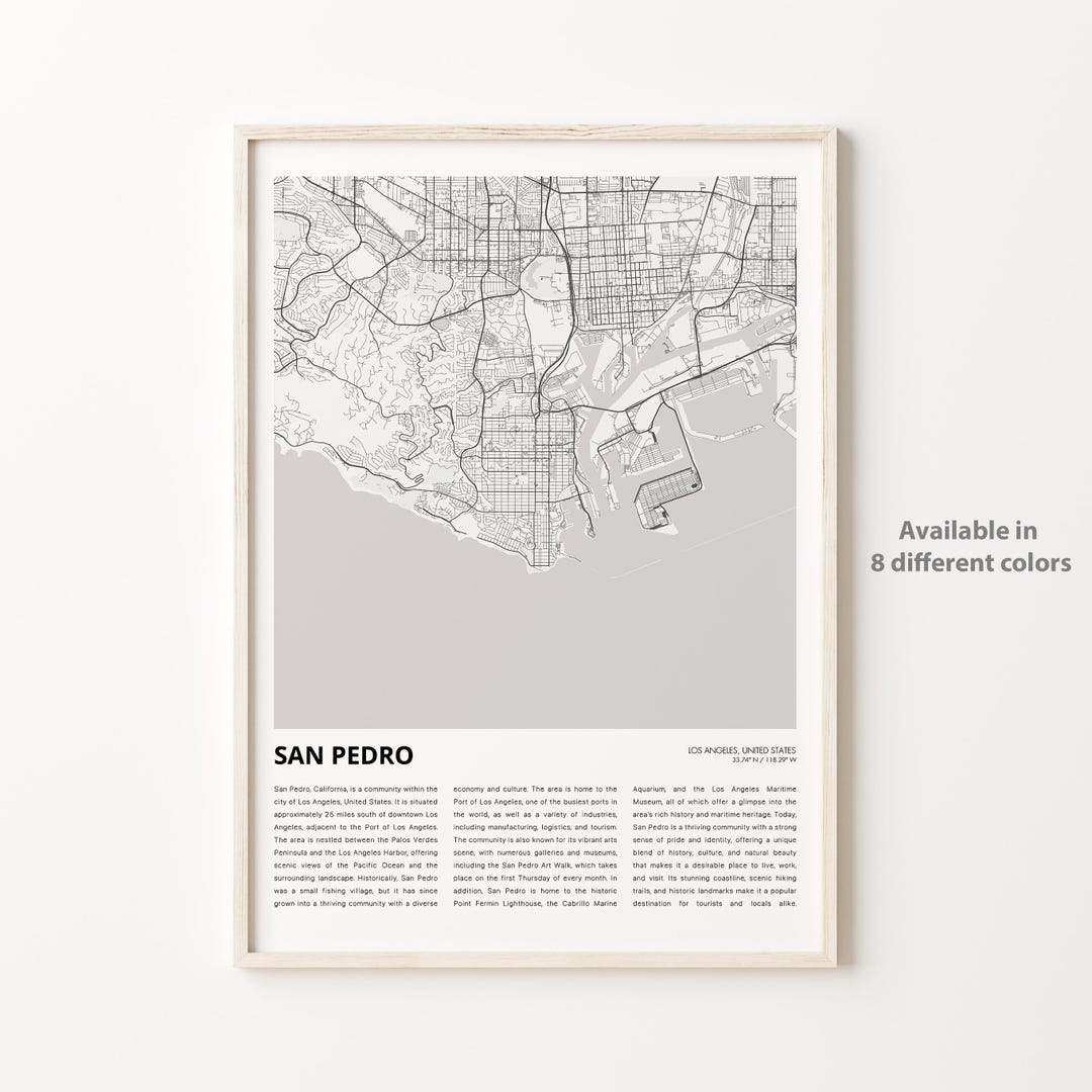 San Pedro Map Print, San Pedro Travel Map, San Pedro Wall Decor Art ...