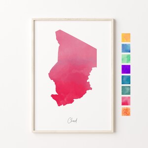Chad Watercolor Map, Chad Pastel Print, Chad Minimal Art, Chad Wall Art ...