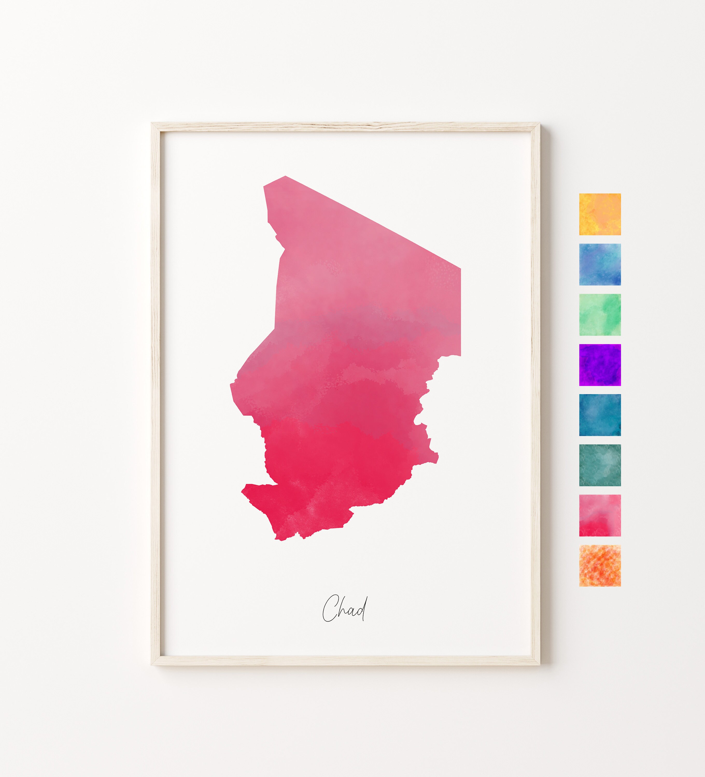 Chad Watercolor Map, Chad Pastel Print, Chad Minimal Art, Chad Wall Art ...