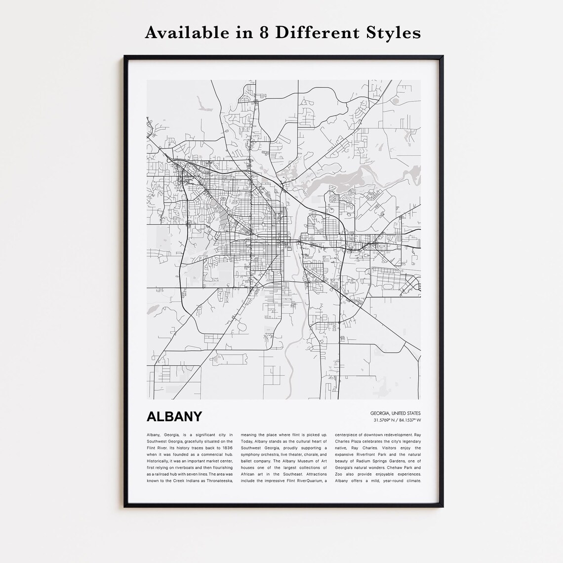 Albany Map Print, Albany Travel Map, Albany Wall Decor Art, Albany ...