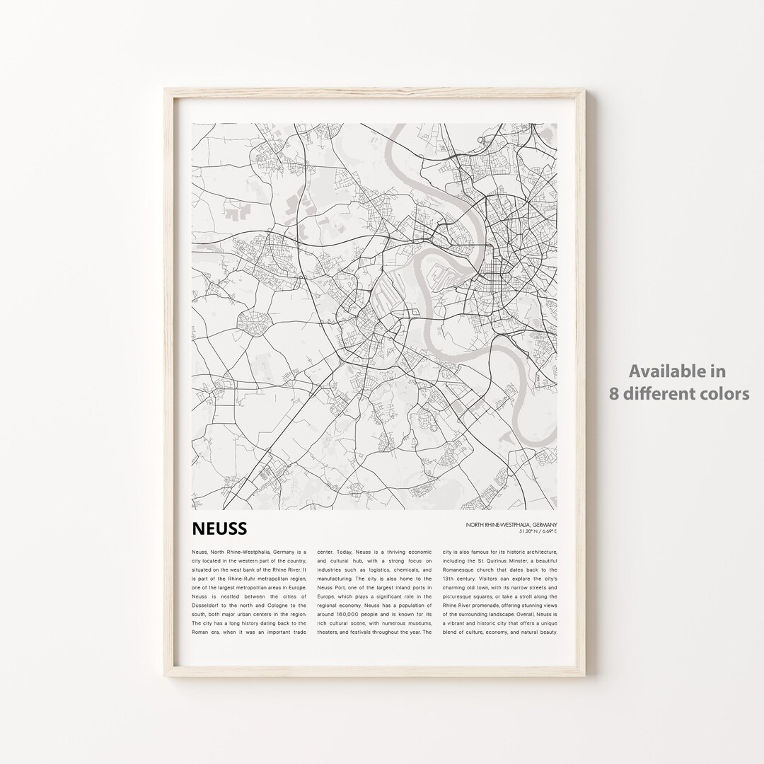 Neuss Map Print, Neuss Travel Map, Neuss Wall Decor Art, Neuss North ...