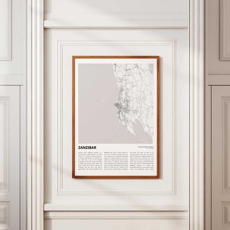 Zanzibar Map Print, Zanzibar Travel Map, Zanzibar Wall Decor Art ...