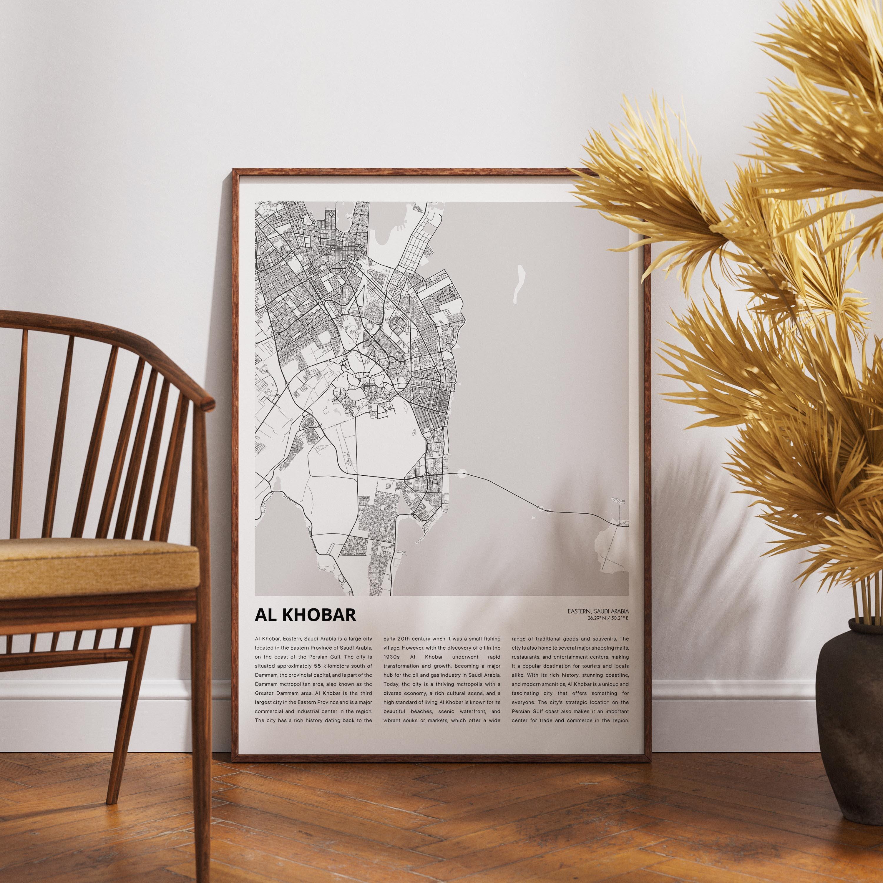 Al Khobar Map Print, Al Khobar Travel Map, Al Khobar Wall Decor Art, Al ...