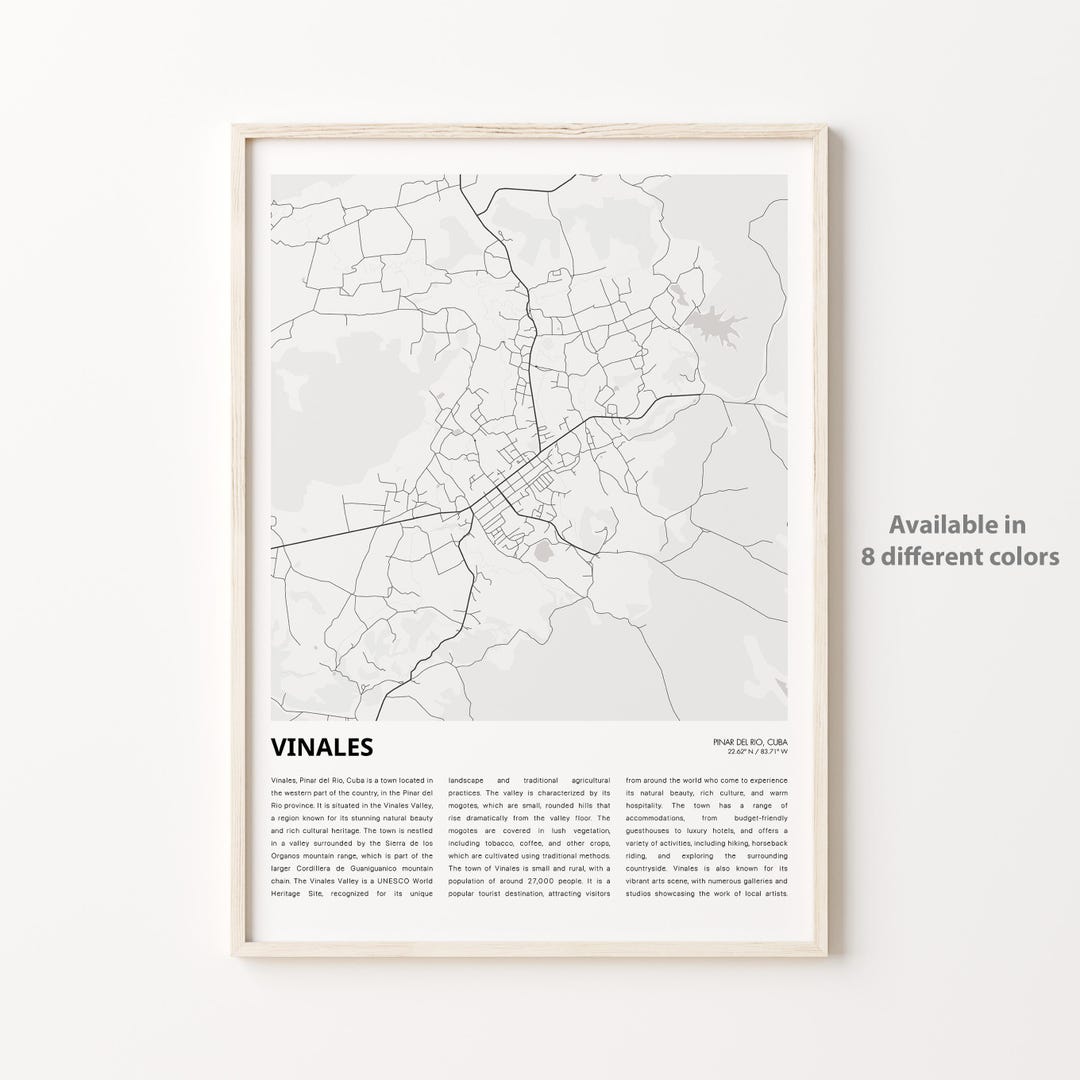 Vinales Map Print, Vinales Travel Map, Vinales Wall Decor Art, Vinales ...