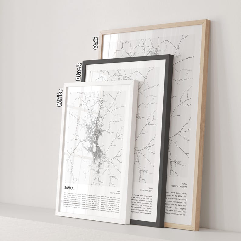 Sana'a Map Print, Sana'a Travel Map, Sana'a Wall Decor Art, Sana'a Sana ...