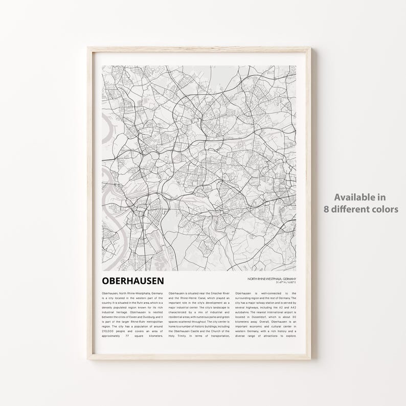 Oberhausen Map Print, Oberhausen Travel Map, Oberhausen Wall Decor Art ...