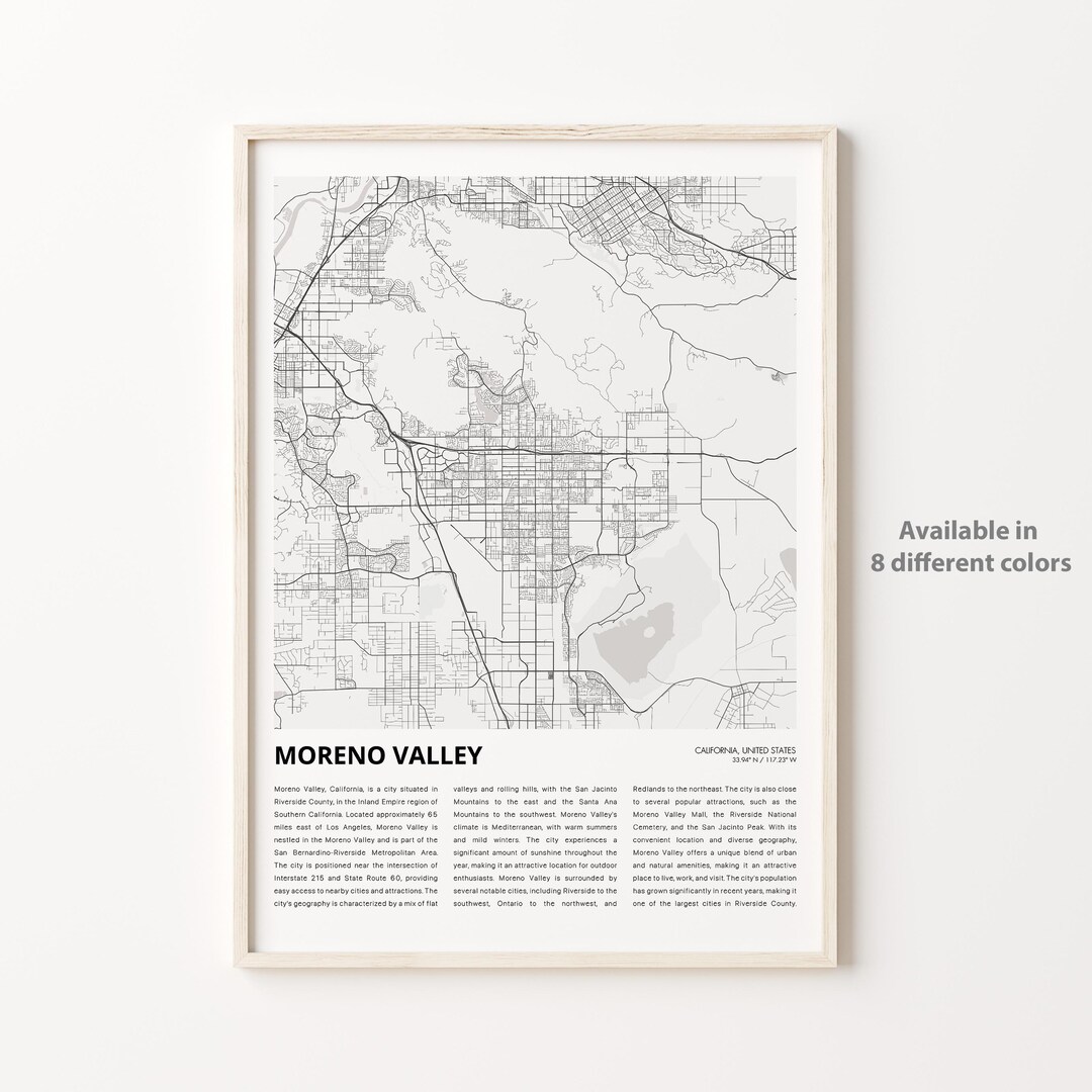 Moreno Valley Map Print, Moreno Valley Travel Map, Moreno Valley Wall ...