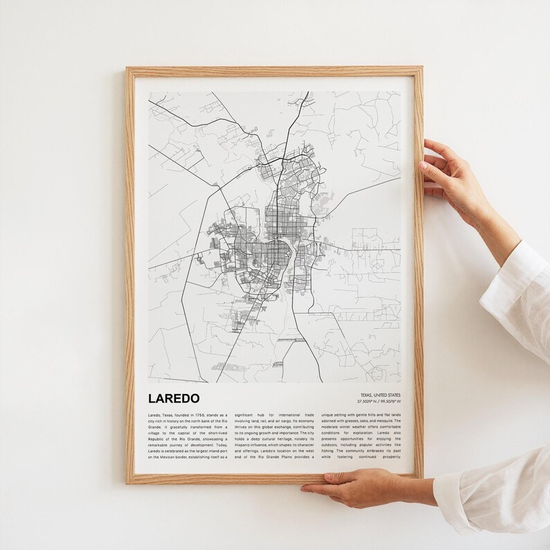 Laredo Map Print, Laredo Travel Map, Laredo Wall Decor Art, Laredo ...