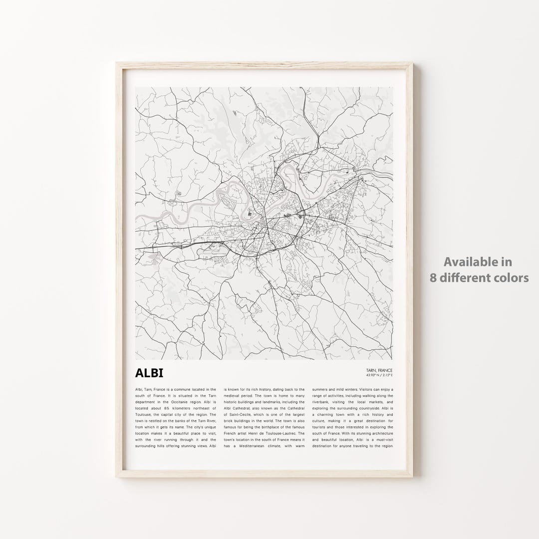 Albi Map Print, Albi Travel Map, Albi Wall Decor Art, Albi Tarn ...