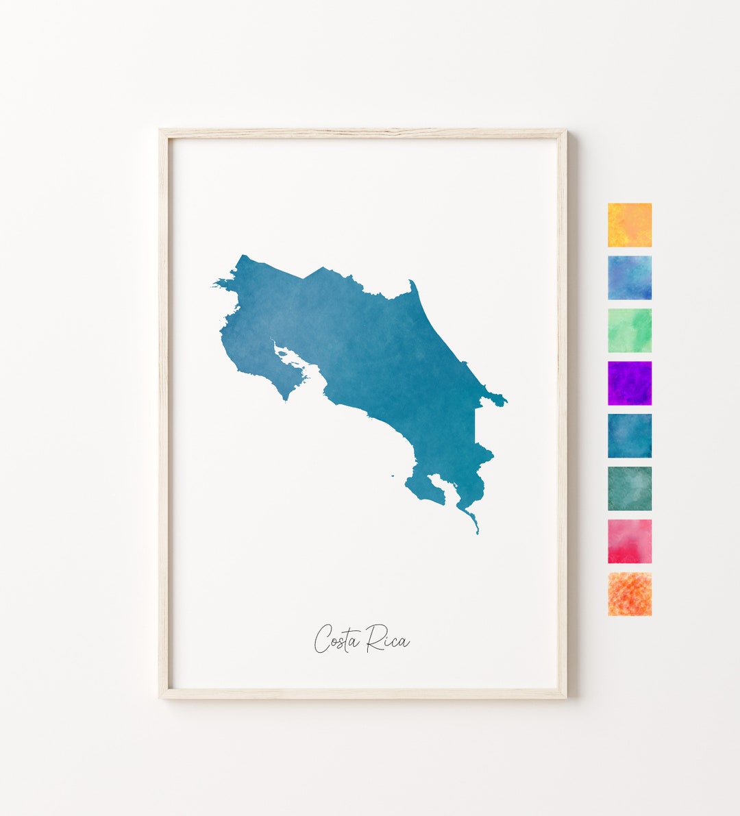 Costa Rica Watercolor Map, Costa Rica Pastel Print, Costa Rica Minimal ...