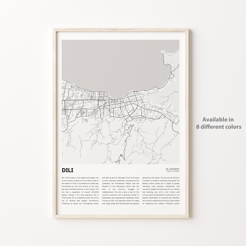 Dili Map Print, Dili Travel Map, Dili Wall Decor Art, Dili Dili ...