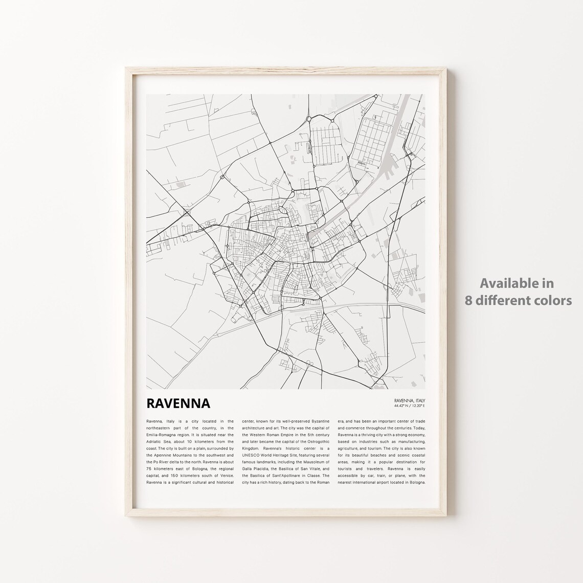 Ravenna Map Print, Ravenna Travel Map, Ravenna Wall Decor Art, Ravenna ...