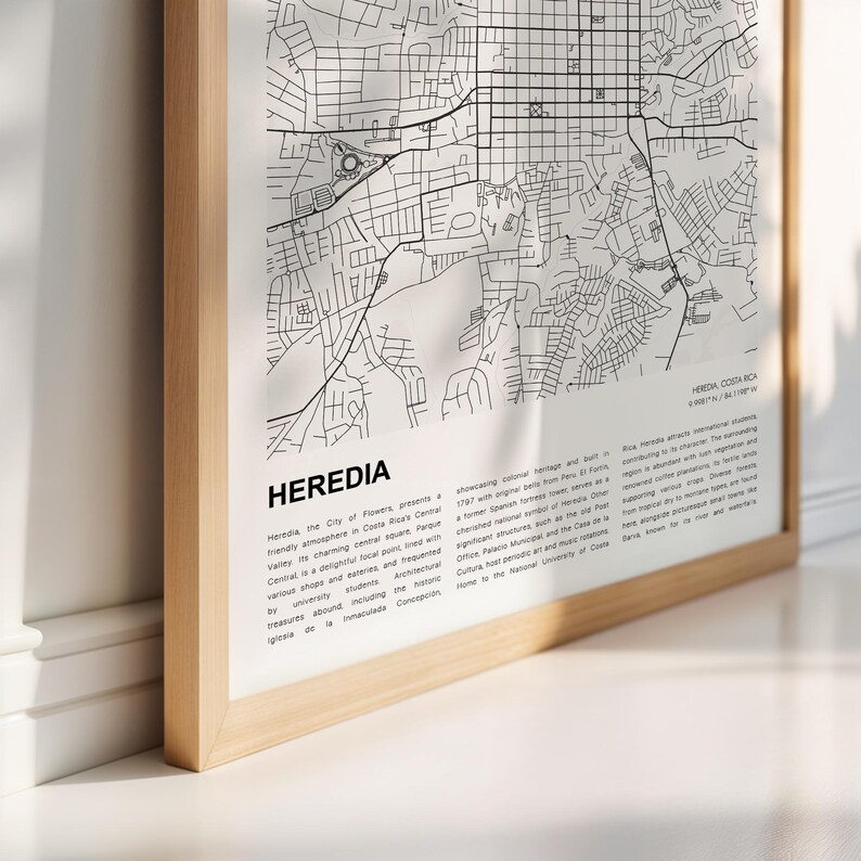 Heredia Map Print, Heredia Travel Map, Heredia Wall Decor Art, Heredia ...