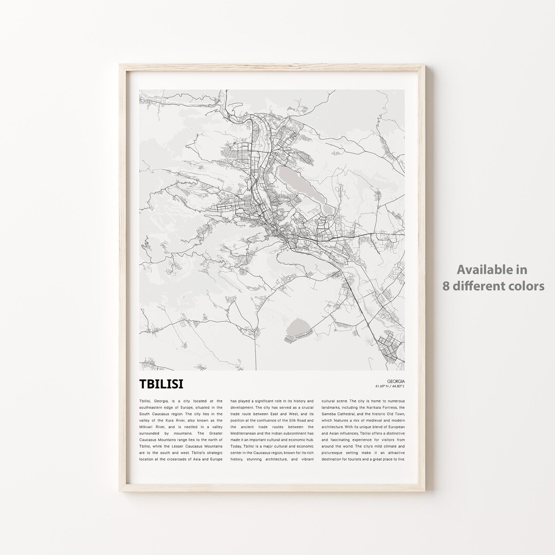 Tbilisi Map Print, Tbilisi Travel Map, Tbilisi Wall Decor Art, Tbilisi ...