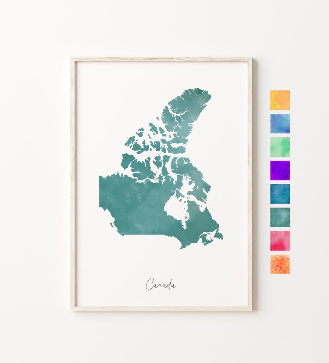 Canada Watercolor Map, Canada Pastel Print, Canada Minimal Art, Canada ...