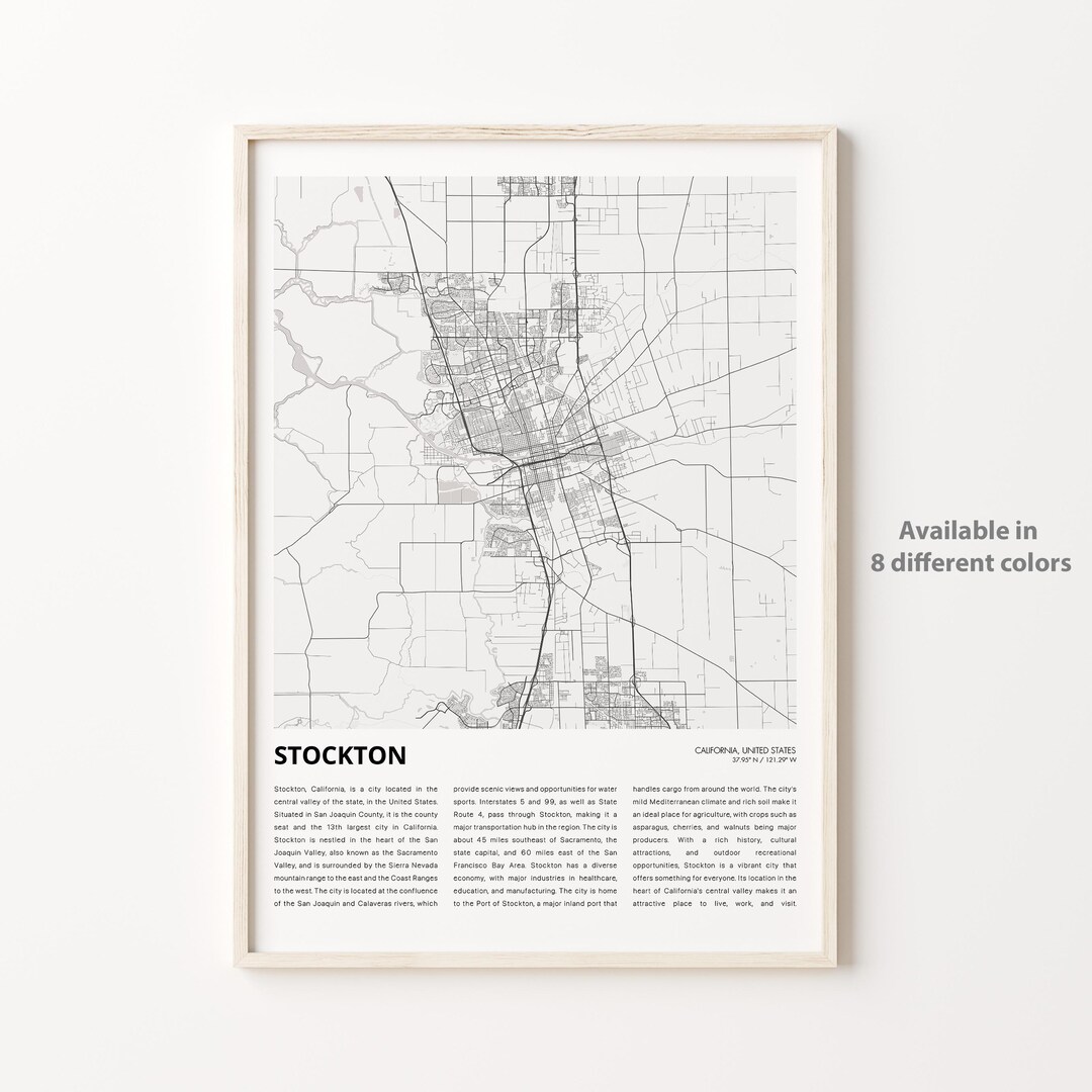 Stockton Map Print, Stockton Travel Map, Stockton Wall Decor Art ...
