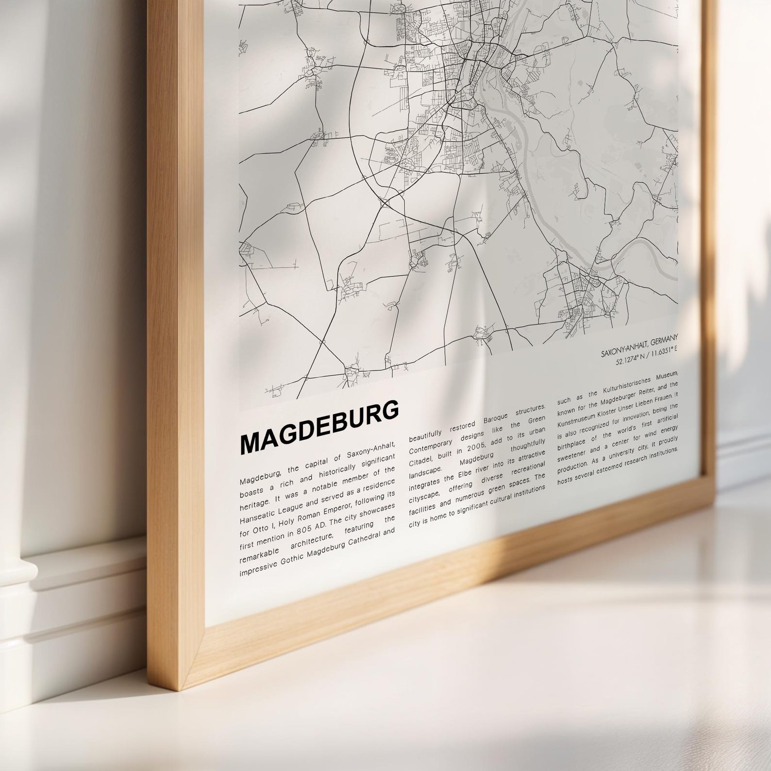 Magdeburg Map Print, Magdeburg Travel Map, Magdeburg Wall Decor Art ...