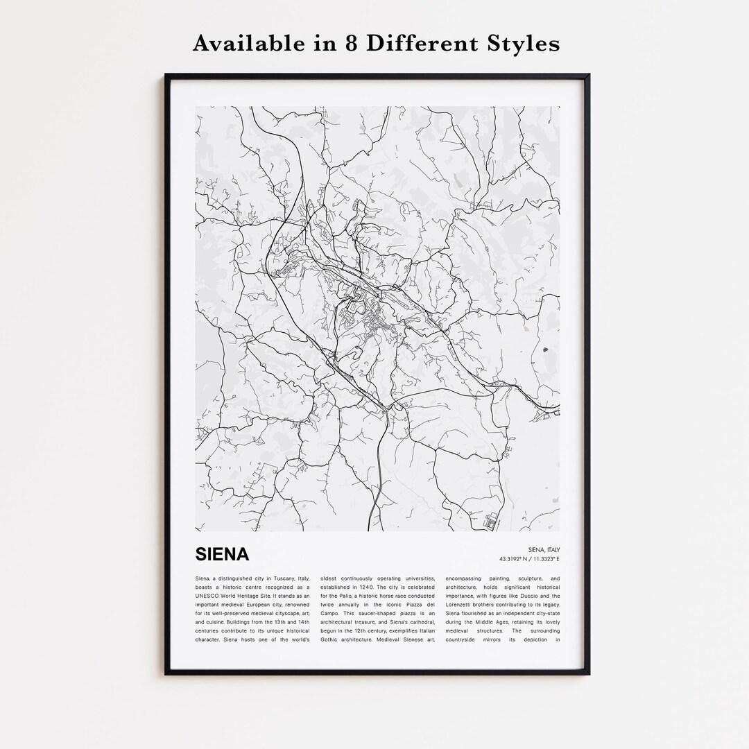 Siena Map Print, Siena Travel Map, Siena Wall Decor Art, Siena Siena ...