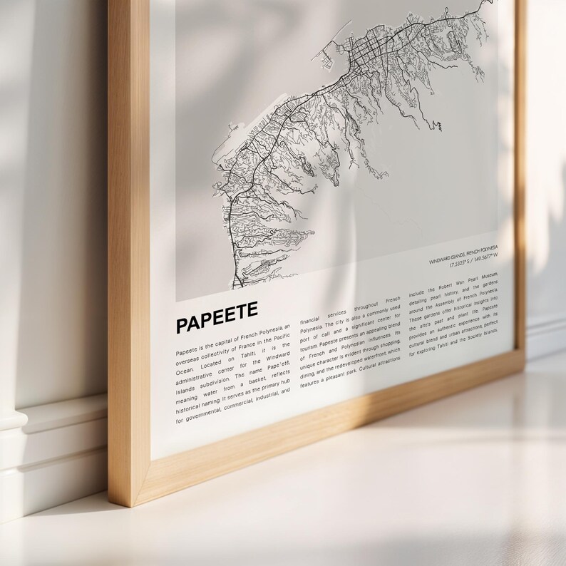 Papeete Map Print, Papeete Travel Map, Papeete Wall Decor Art, Papeete ...