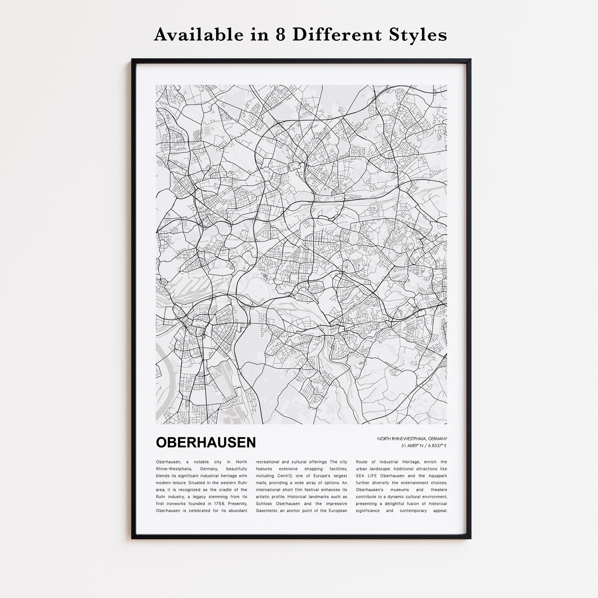 Oberhausen Map Print, Oberhausen Travel Map, Oberhausen Wall Decor Art ...