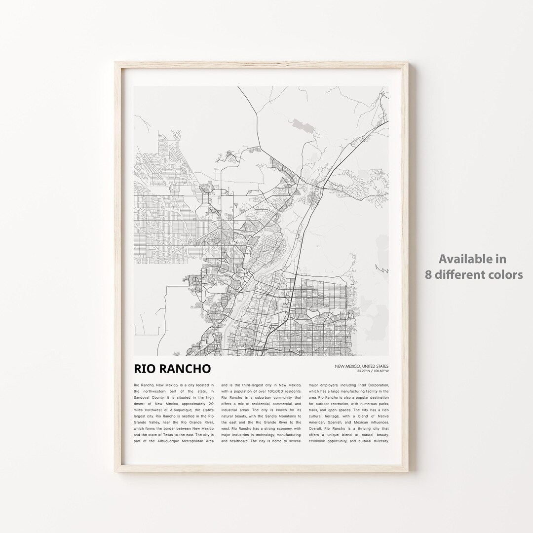 Rio Rancho Map Print, Rio Rancho Travel Map, Rio Rancho Wall Decor Art ...