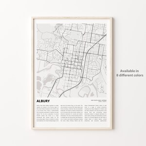 Albury Map Print, Albury Travel Map, Albury Wall Decor Art, Albury New South Wales, Housewarming ...