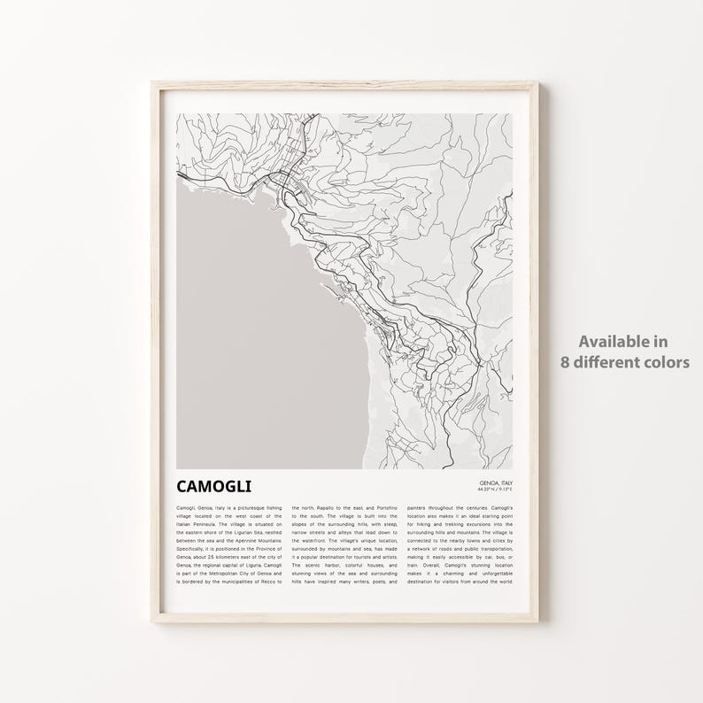 Camogli Map Print, Camogli Travel Map, Camogli Wall Decor Art, Camogli ...
