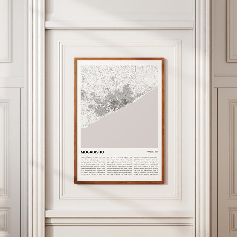 Mogadishu Map Print, Mogadishu Travel Map, Mogadishu Wall Decor Art ...
