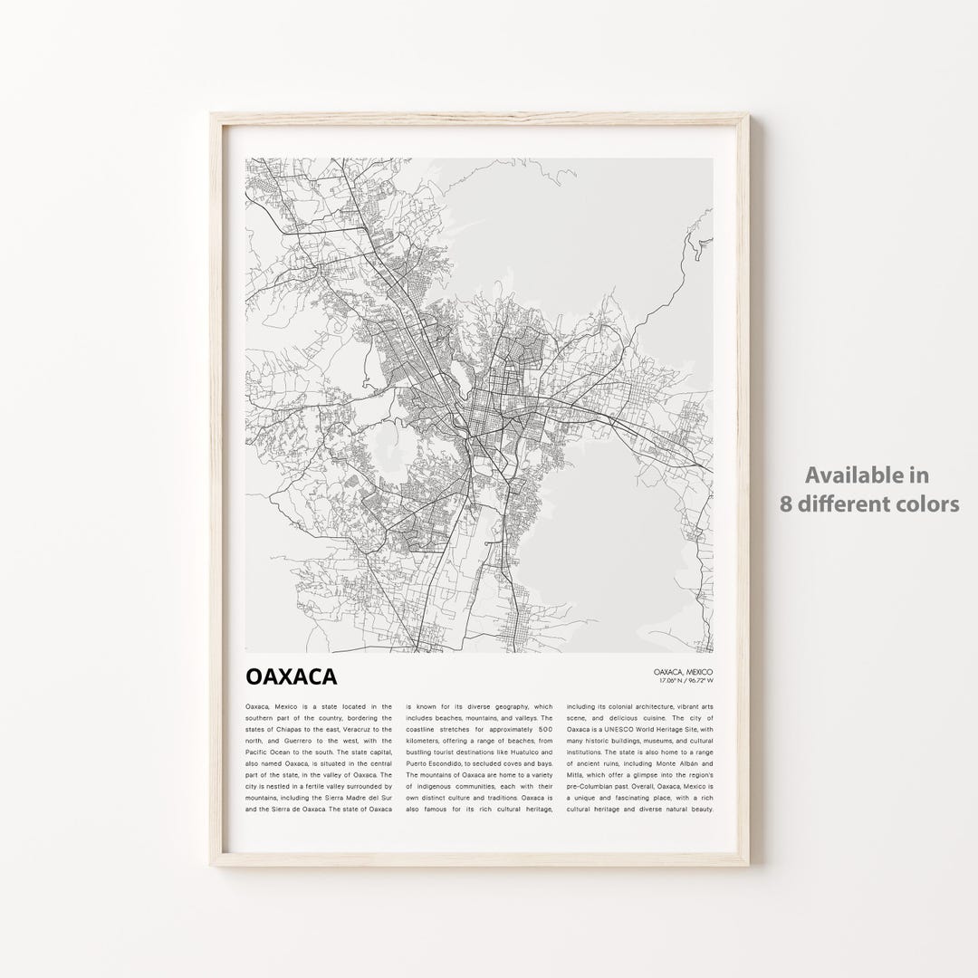 Oaxaca Map Print, Oaxaca Travel Map, Oaxaca Wall Decor Art, Oaxaca ...