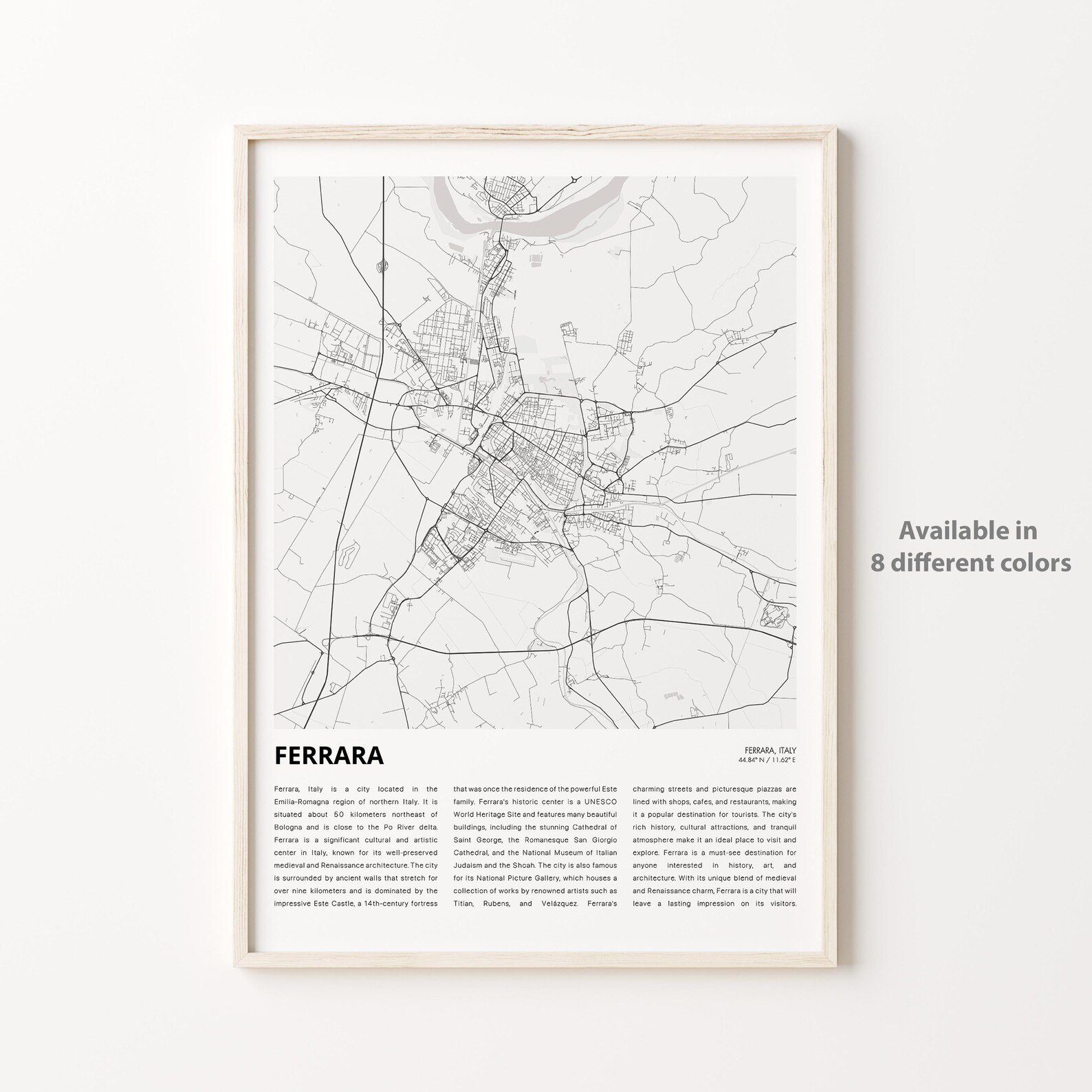 Ferrara Map Print, Ferrara Travel Map, Ferrara Wall Decor Art, Ferrara ...