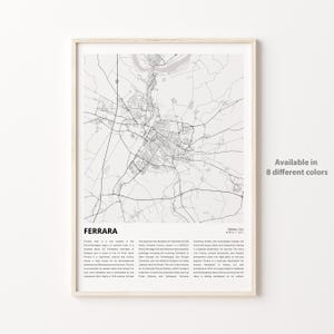 Ferrara Map Print, Ferrara Travel Map, Ferrara Wall Decor Art, Ferrara ...