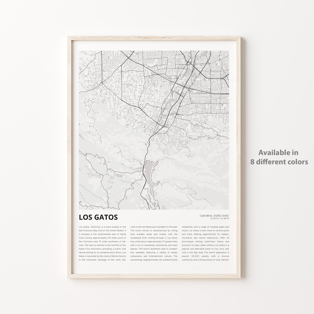 Los Gatos Map Print, Los Gatos Travel Map, Los Gatos Wall Decor Art ...