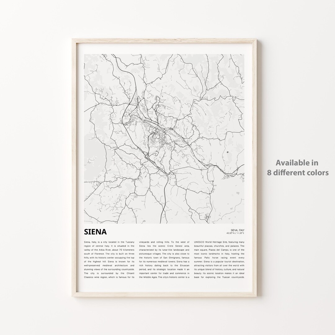 Siena Map Print, Siena Travel Map, Siena Wall Decor Art, Siena Siena ...