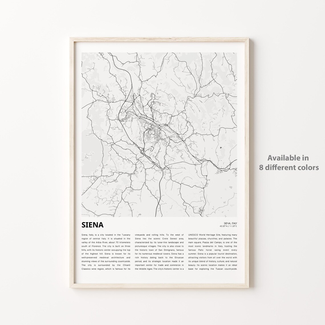 Siena Map Print, Siena Travel Map, Siena Wall Decor Art, Siena Siena ...