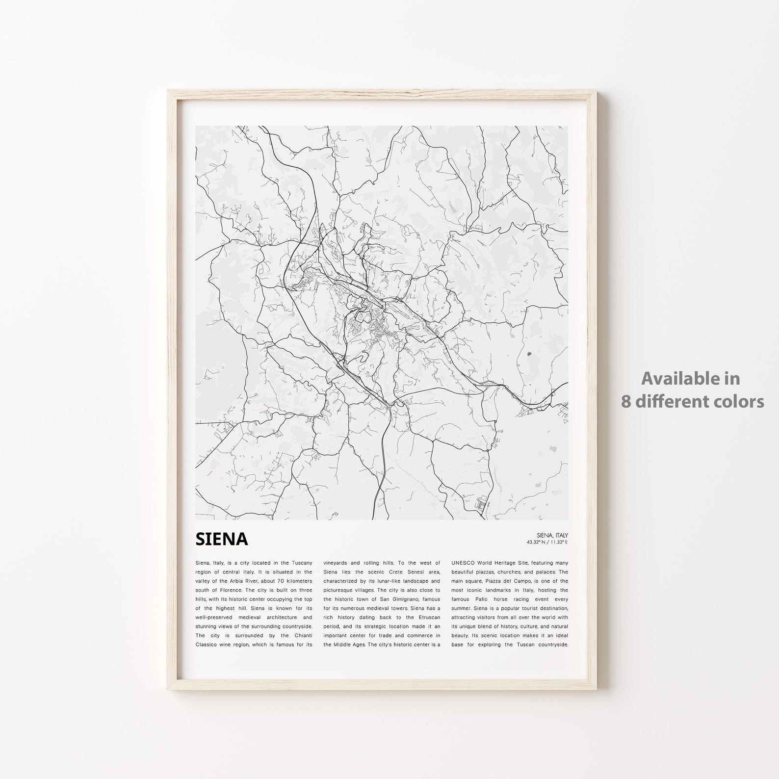 Siena Map Print, Siena Travel Map, Siena Wall Decor Art, Siena Siena ...