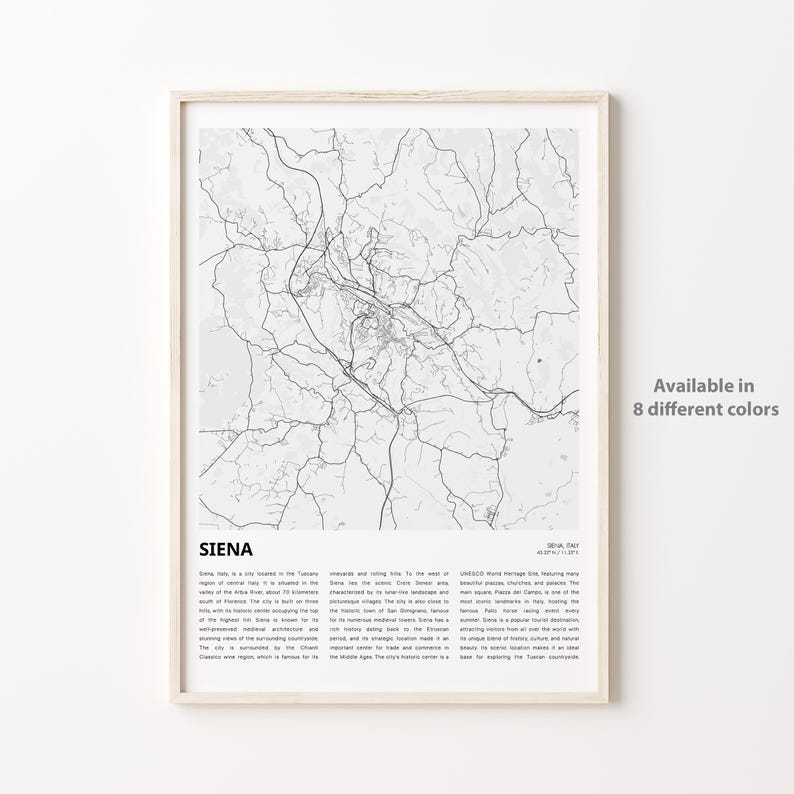 Siena Map Print, Siena Travel Map, Siena Wall Decor Art, Siena Siena ...