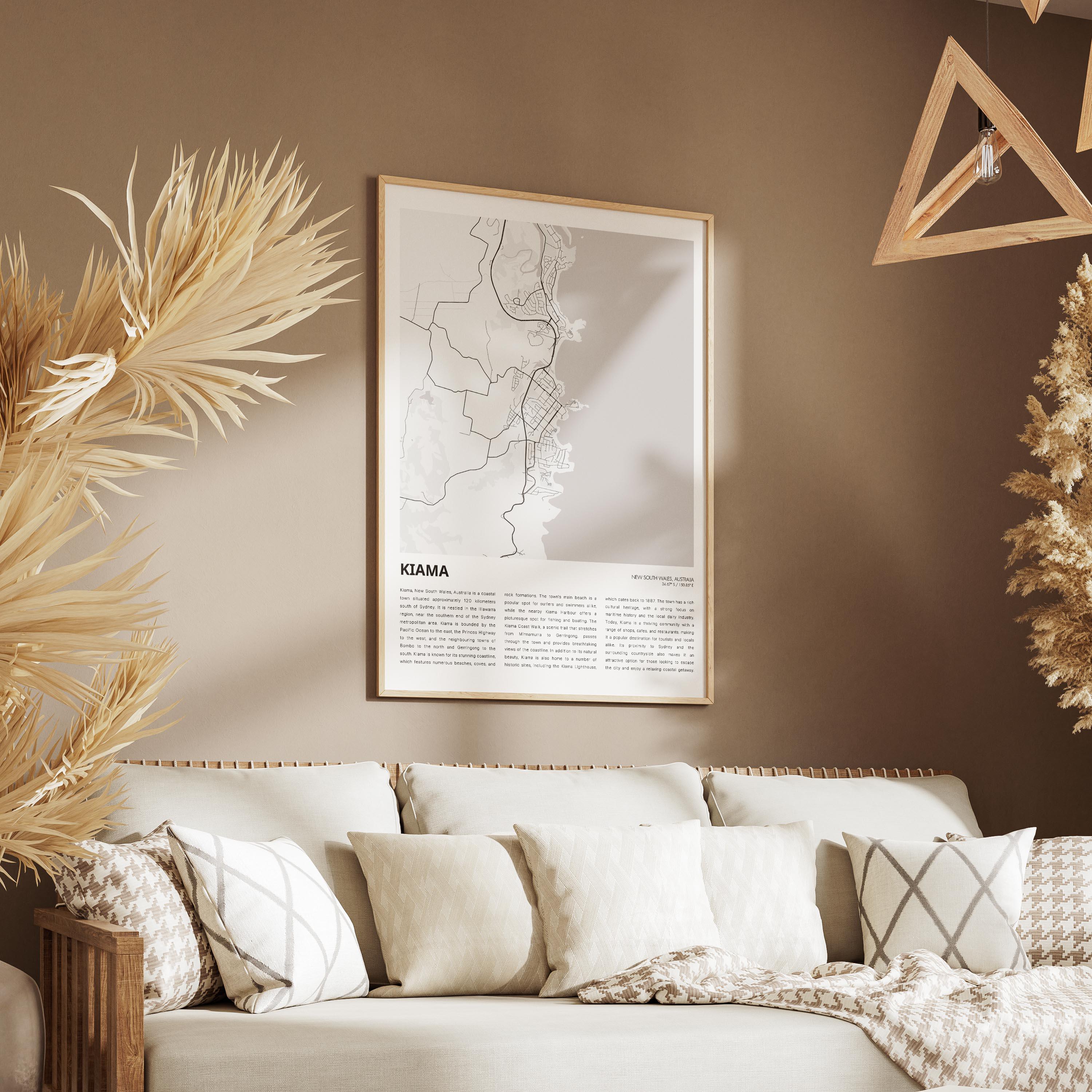 Kiama Map Print, Kiama Travel Map, Kiama Wall Decor Art, Kiama New ...