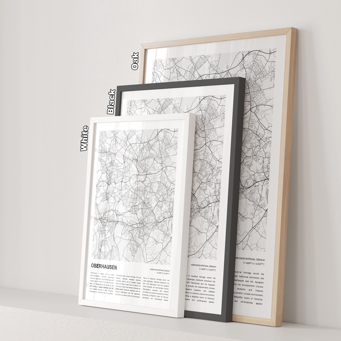 Oberhausen Map Print, Oberhausen Travel Map, Oberhausen Wall Decor Art ...