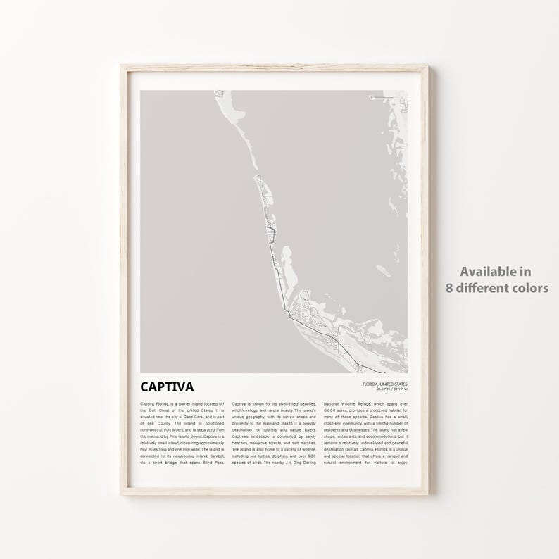 Captiva Map Print, Captiva Travel Map, Captiva Wall Decor Art, Captiva ...
