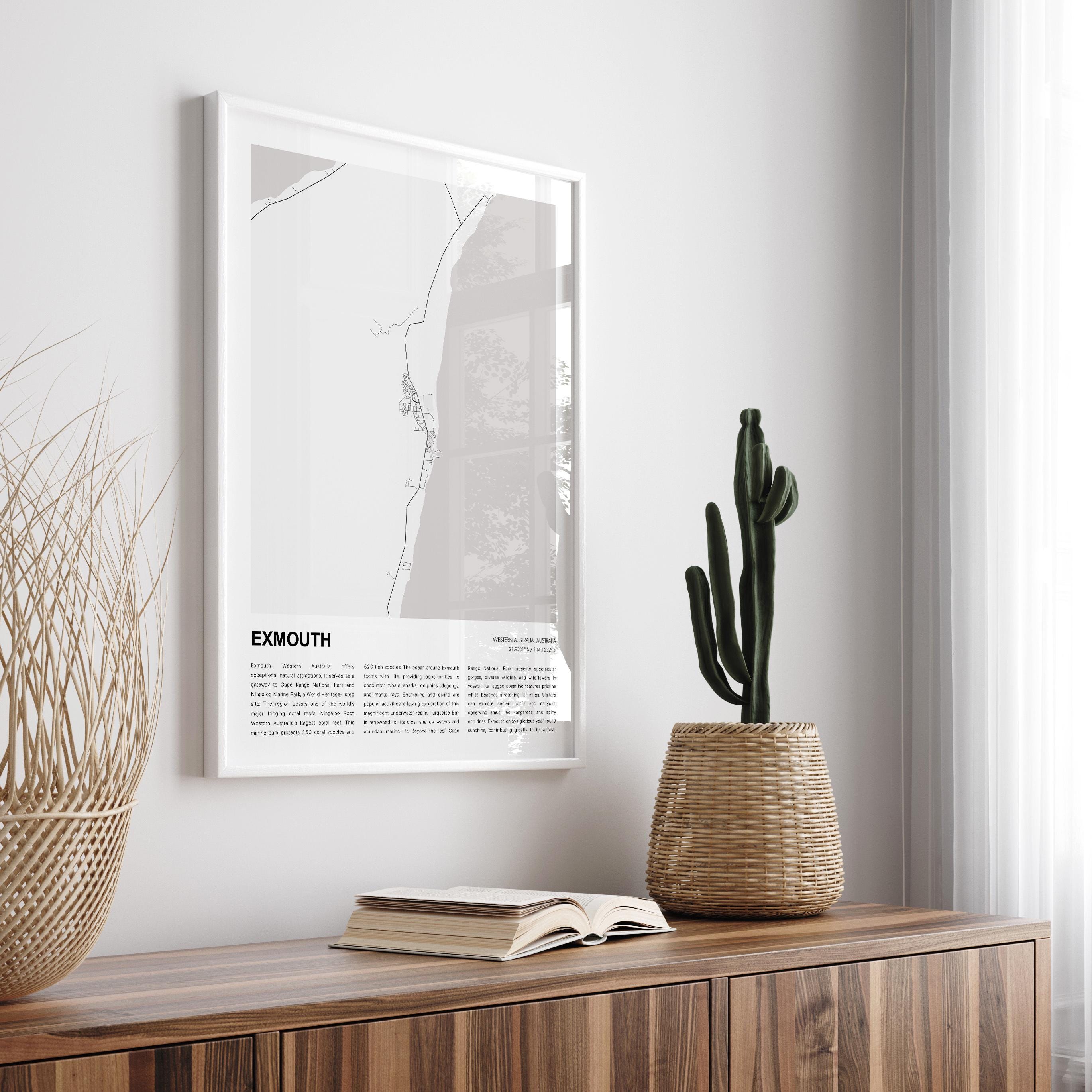 Exmouth Map Print, Exmouth Travel Map, Exmouth Wall Decor Art, Exmouth ...